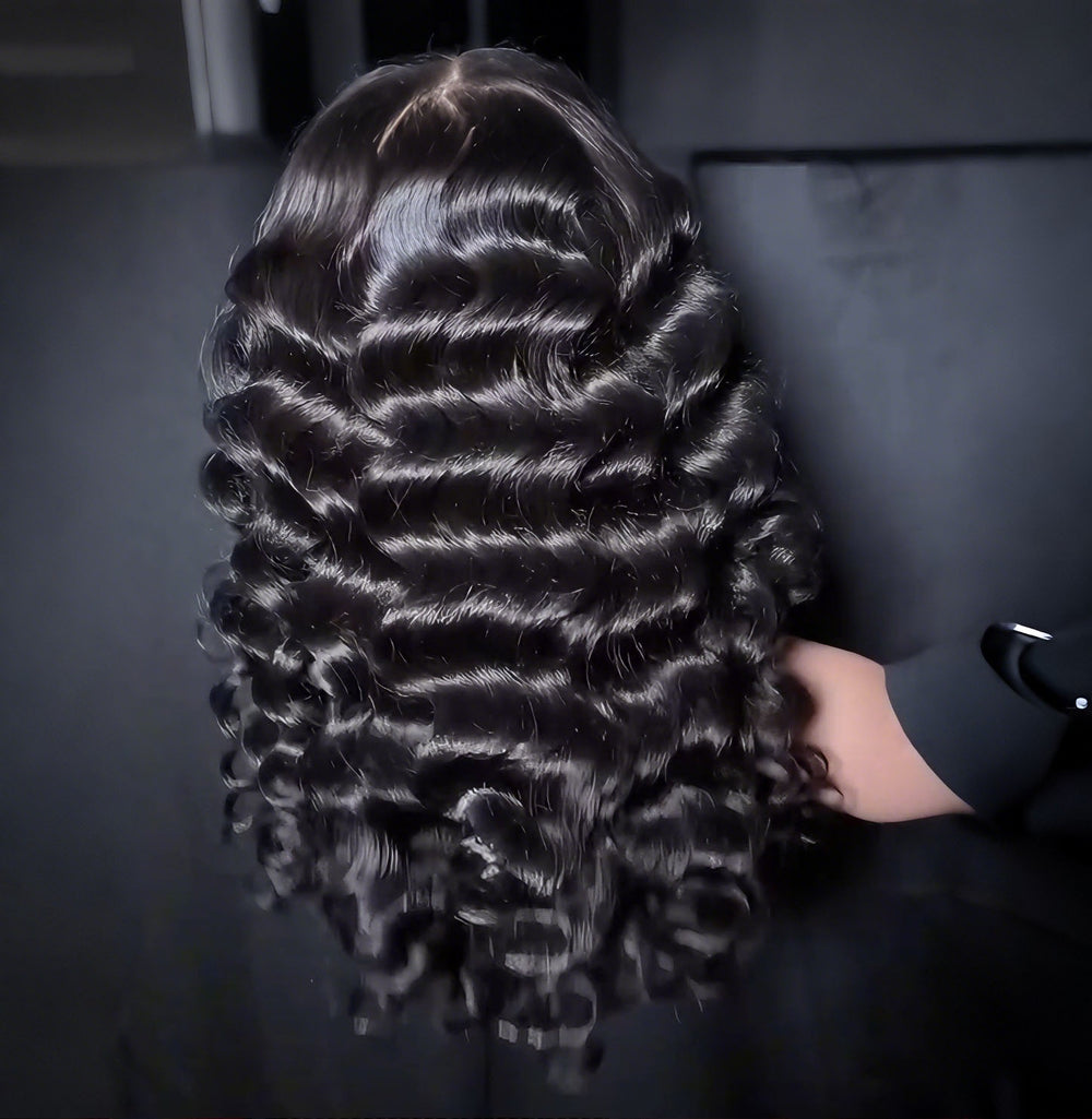 SWAY Loose Deep Wave Wand Curls Human Hair Wigs 250 300 Density