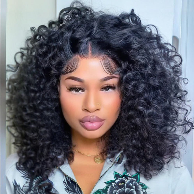 SWAY Short Bob Loose Water Wave Curls 13x4 Lace Front Human Hair Wigs