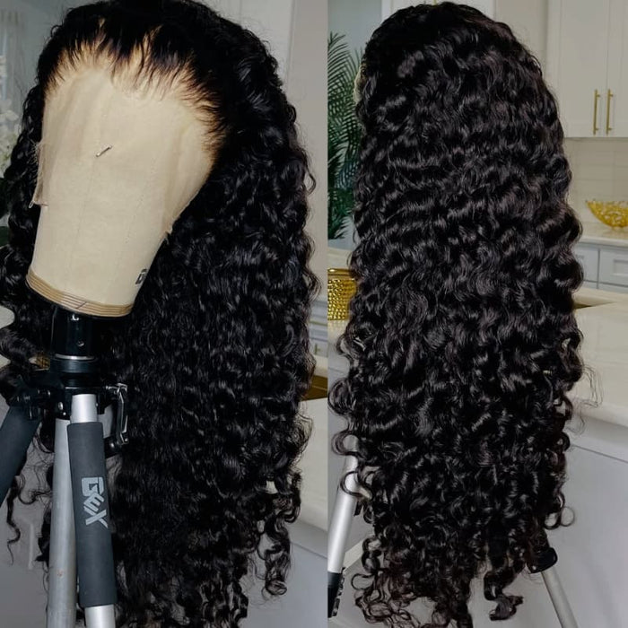 SWAY Straight Body Water Wave Deep Burmese Curly 13x4 Lace Front Human
